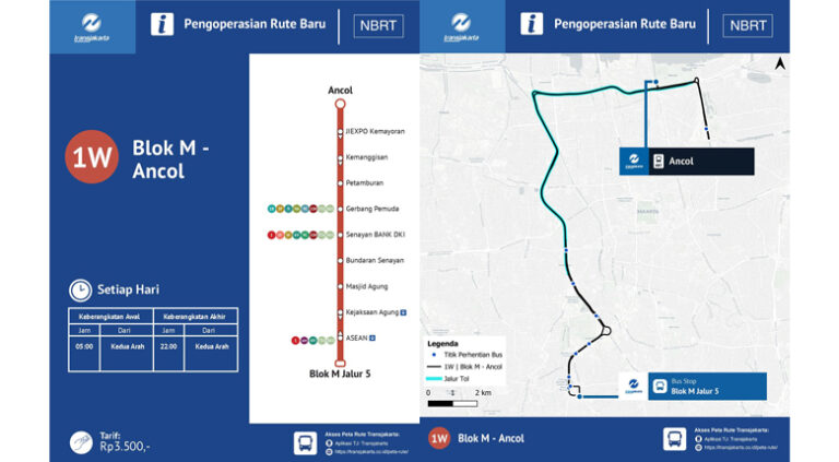 Rute Baru TransJakarta 1W: Blok M - Ancol, Ini Tarif dan Haltenya ...